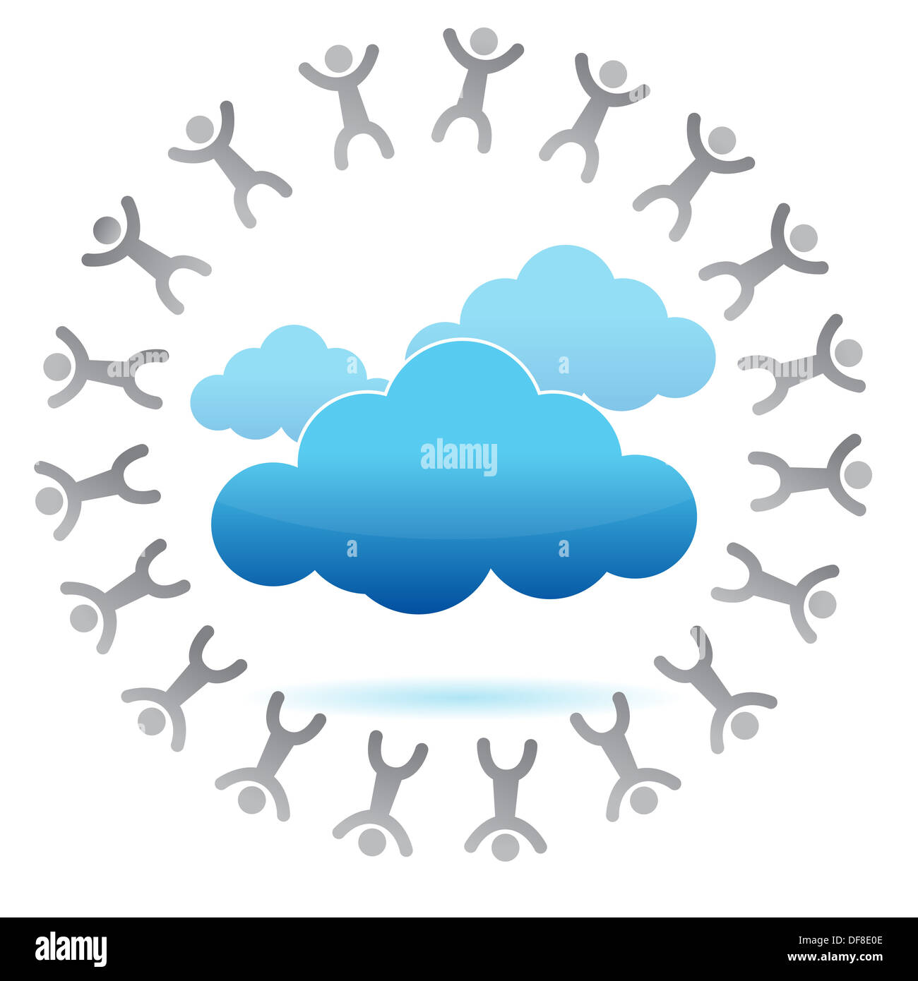 people around a cloud computing concept illustration design Stock Photo ...