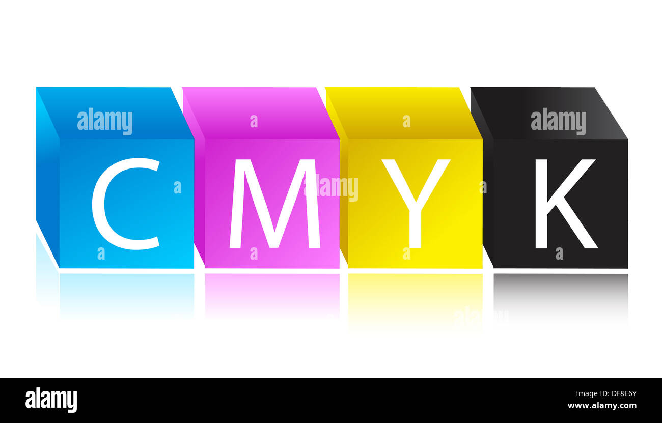 CMYK color cube illustration design Stock Photo - Alamy