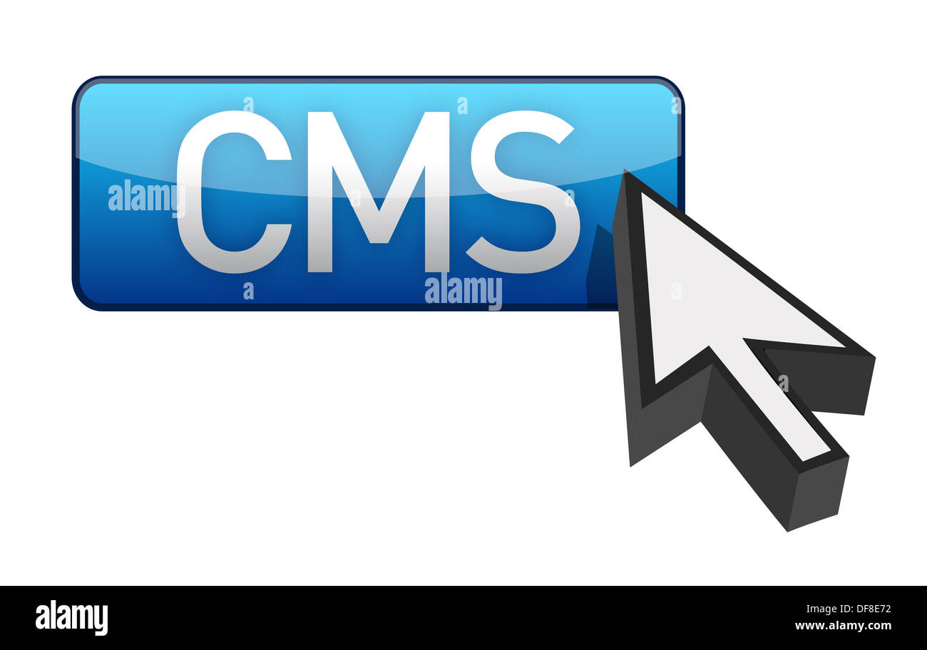 CMS blue cursor and button illustration Stock Photo - Alamy
