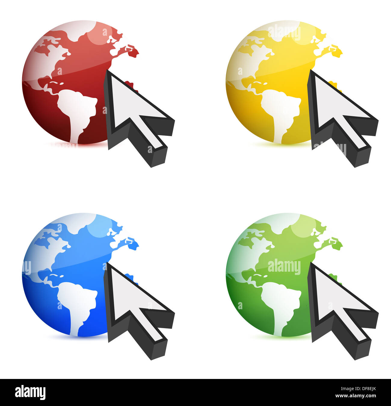illustrations of earth and mouse cursor Stock Photo - Alamy