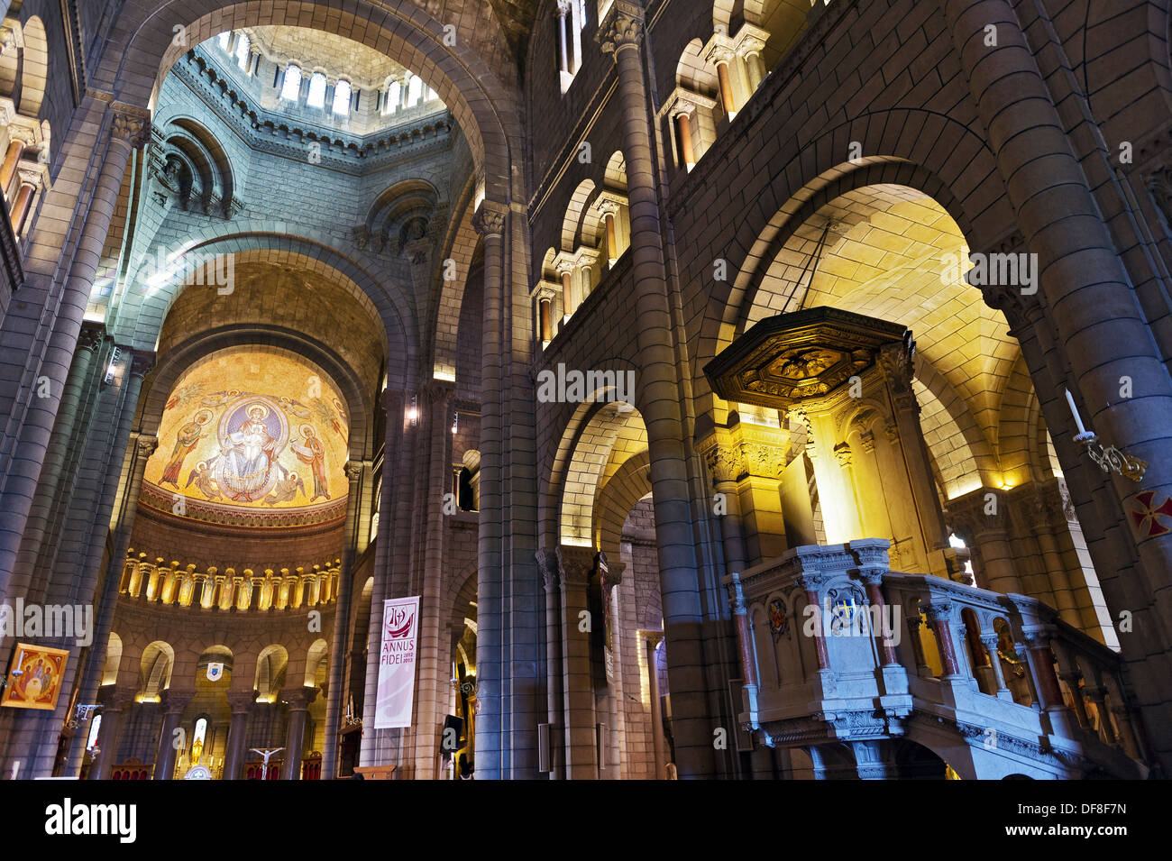 Europe, France, Principality of Monaco, Monte Carlo. Decorated ceiling of the cathedral Stock ...