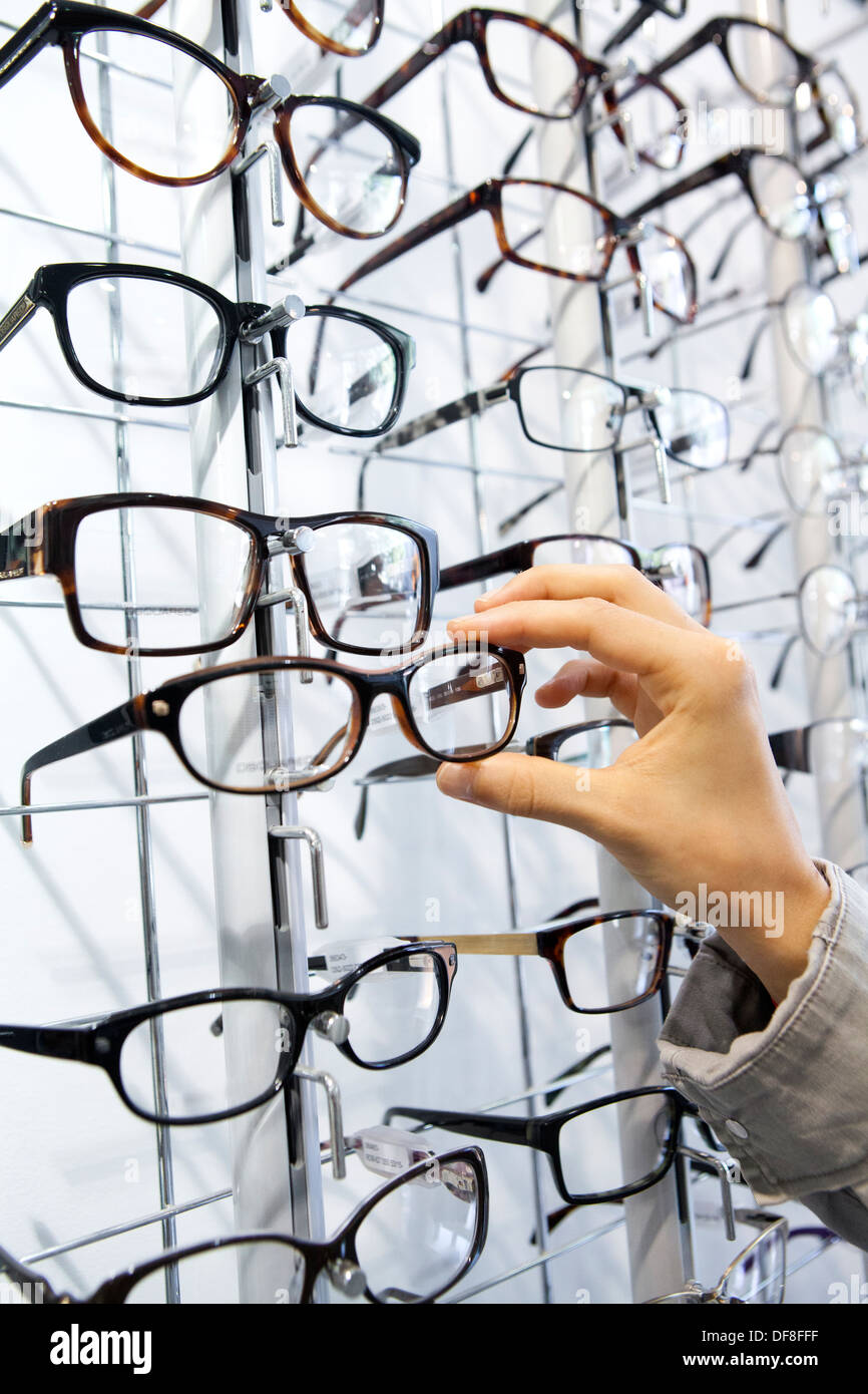 Closeup glasses woman optician hi-res stock photography and images - Alamy