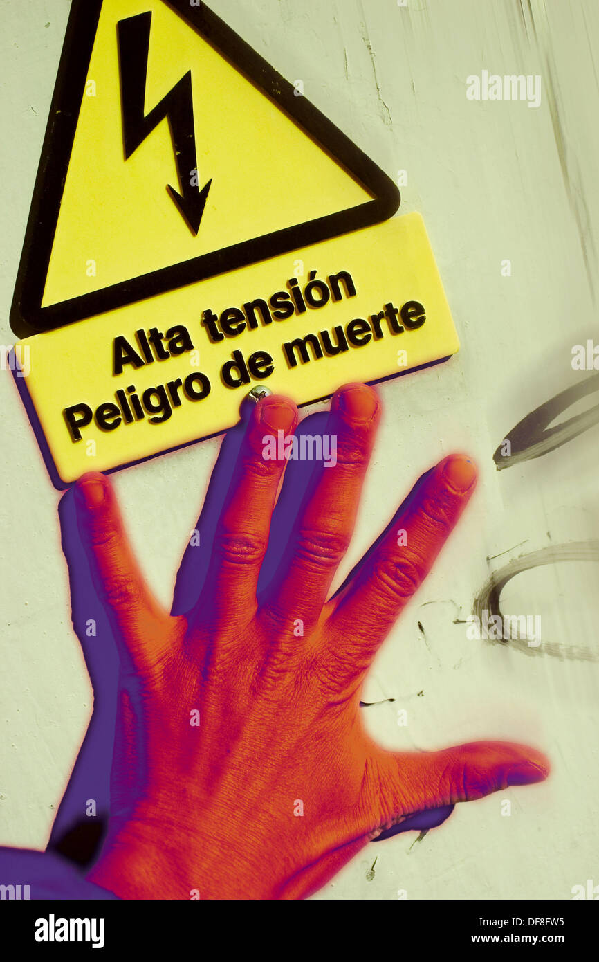 High tension danger death sign hi-res stock photography and images - Alamy