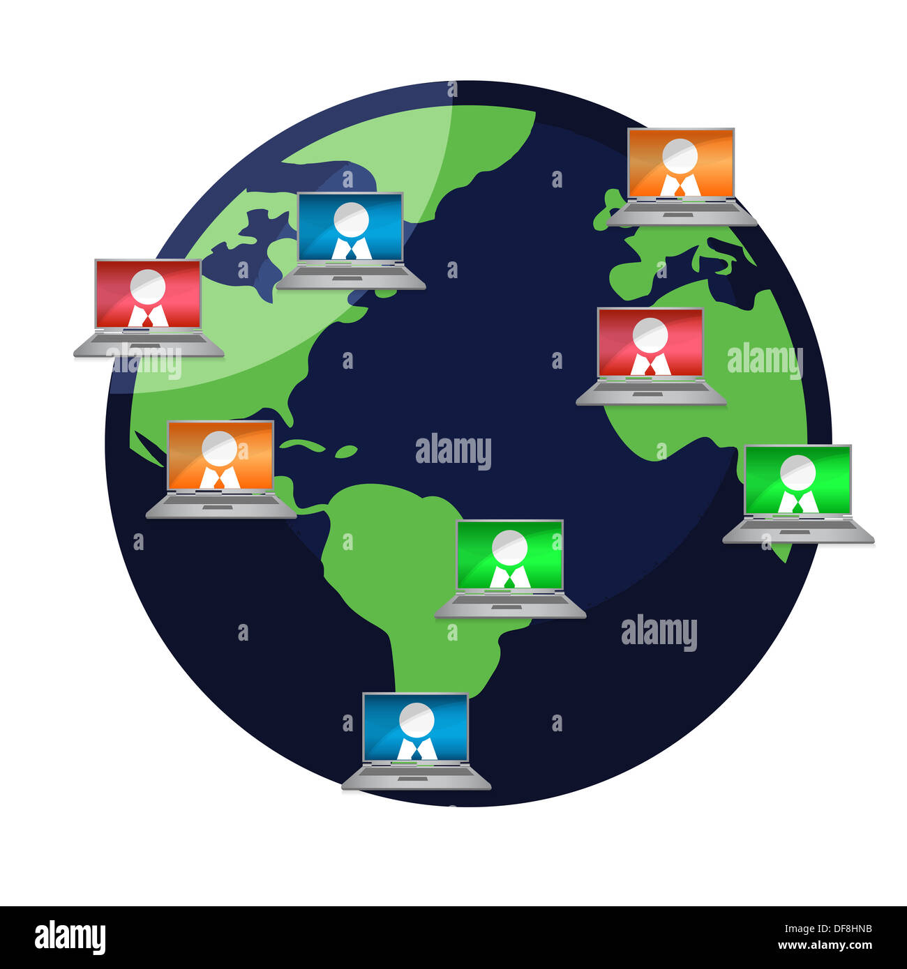 Computer user Around the world illustration design Stock Photo - Alamy