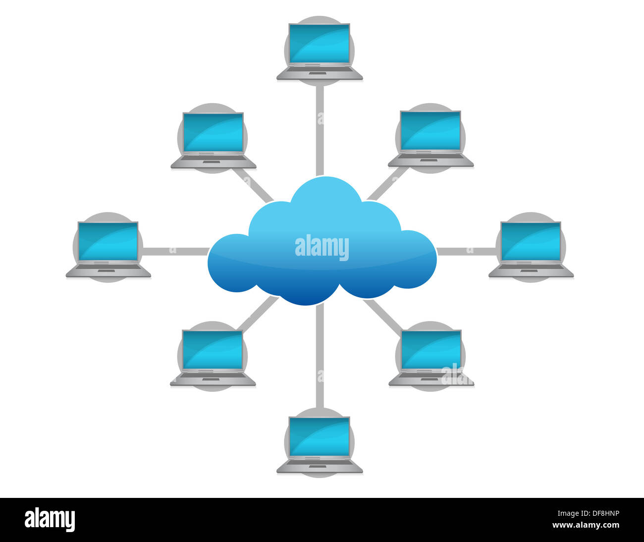 Illustration of the computers and safe connection between them Stock ...