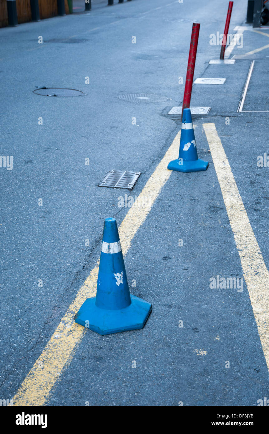 Blue road cones hi-res stock photography and images - Alamy