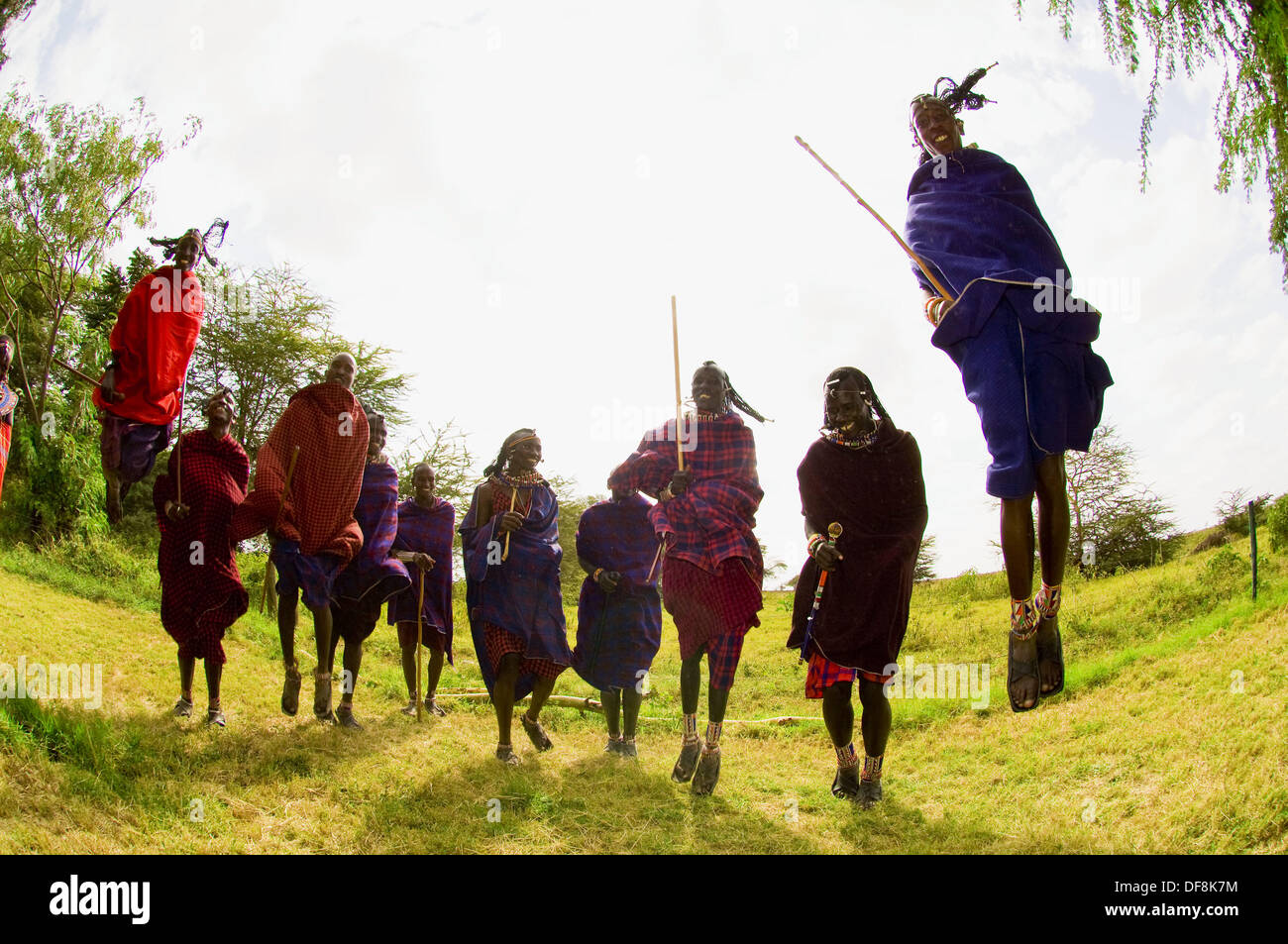 Maasai Warriors Dancing Jumping Kenya High Resolution Stock Photography ...