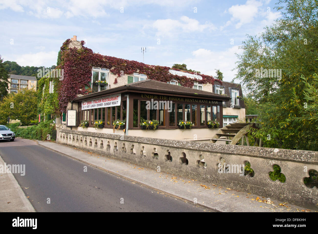 Bath a city in Somerset England UK Under the Bridge Restaurant Stock ...