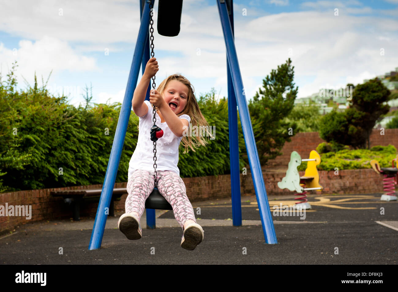 Girl having fun on rope hi-res stock photography and images - Alamy