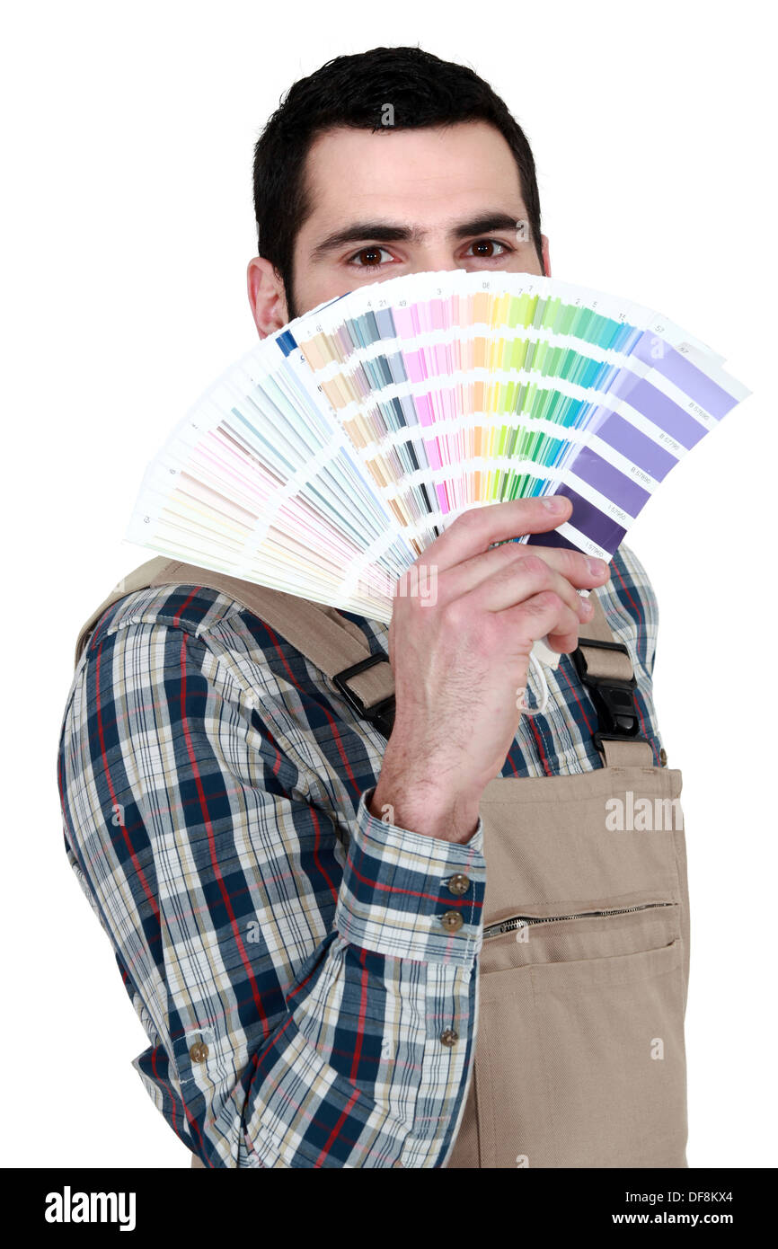 Decorator with a color chart Stock Photo - Alamy