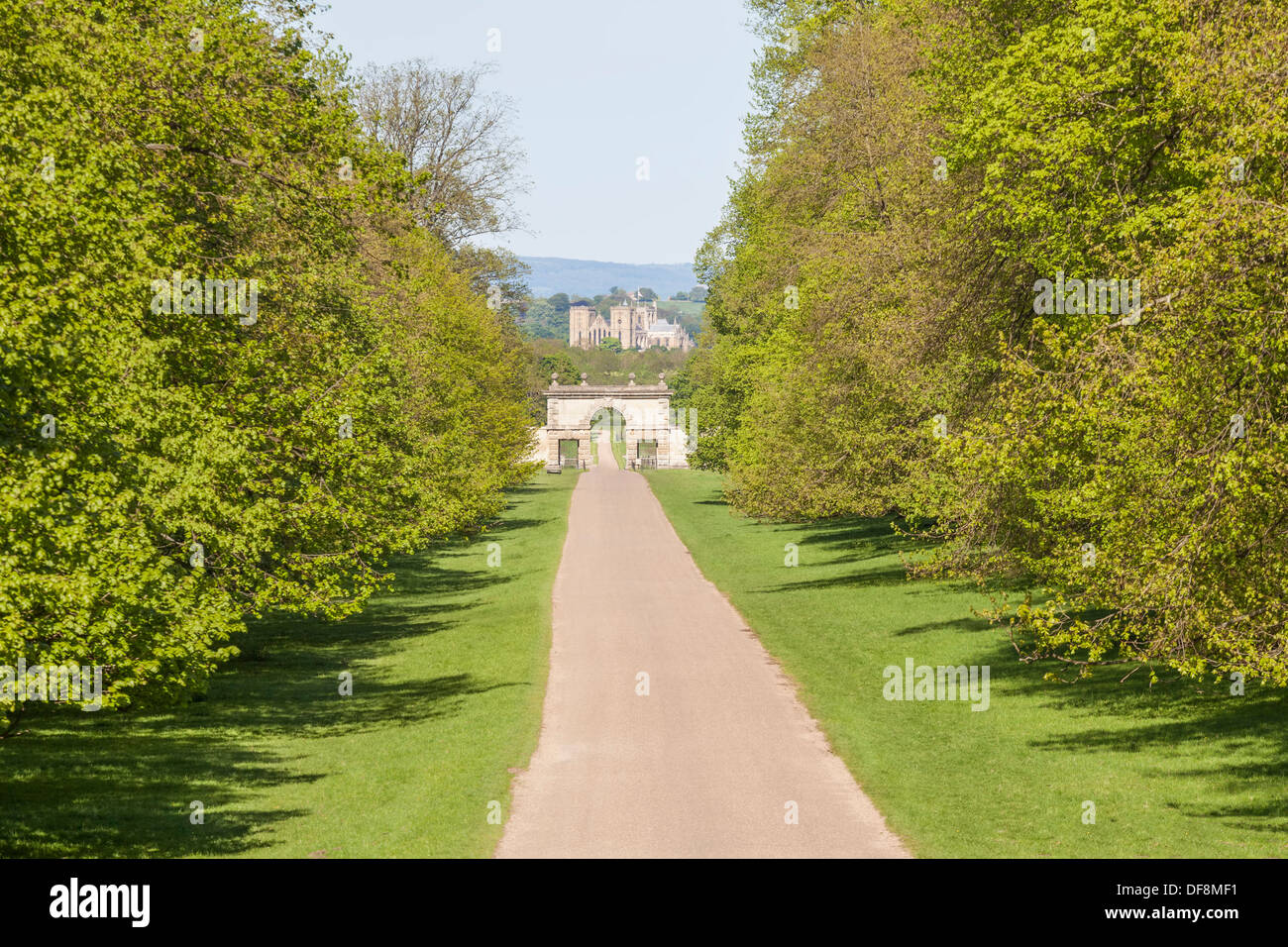 Distant view of Ripon Cathedral from Studley Royal park, North ...