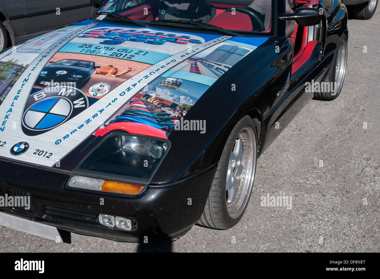 Classic car with many stickers Stock Photo - Alamy