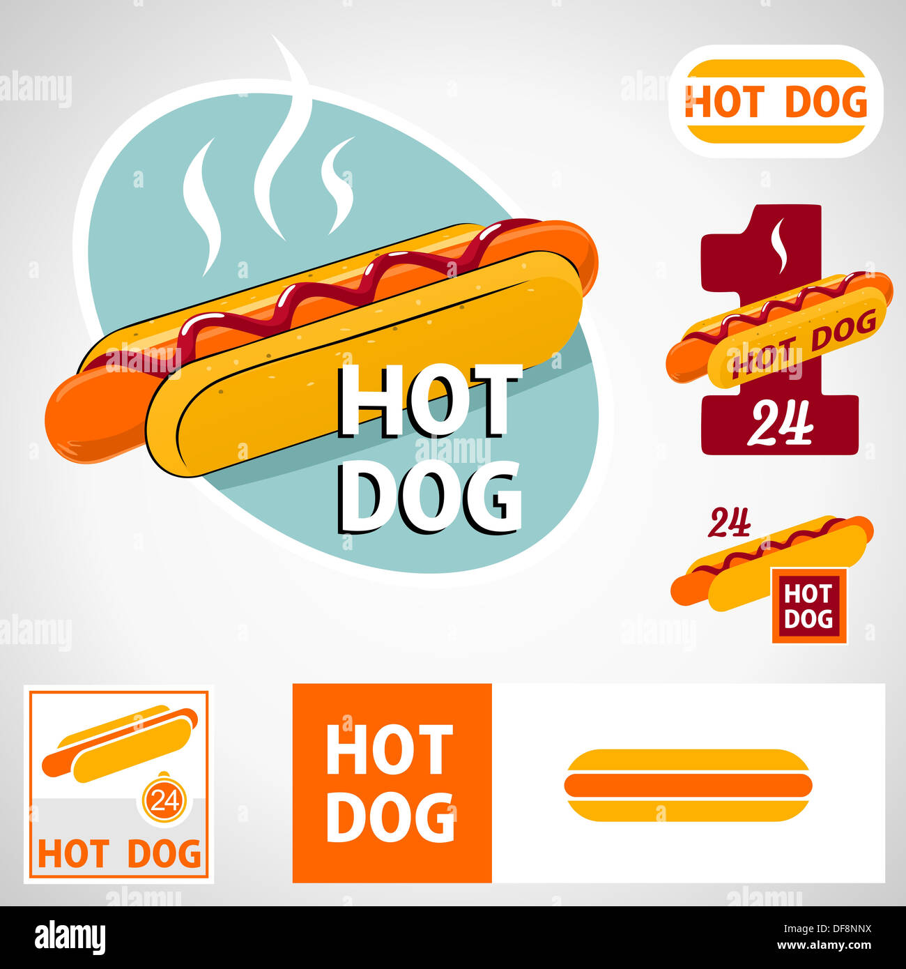 Set hot dog symbol Stock Photo - Alamy