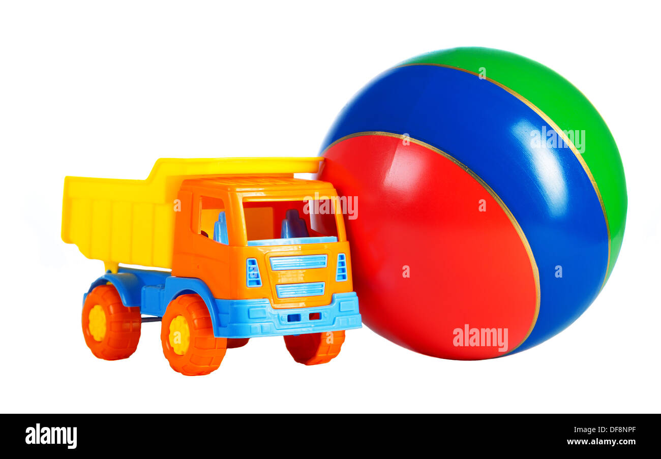 multi colored toys isolated on a white background Stock Photo - Alamy