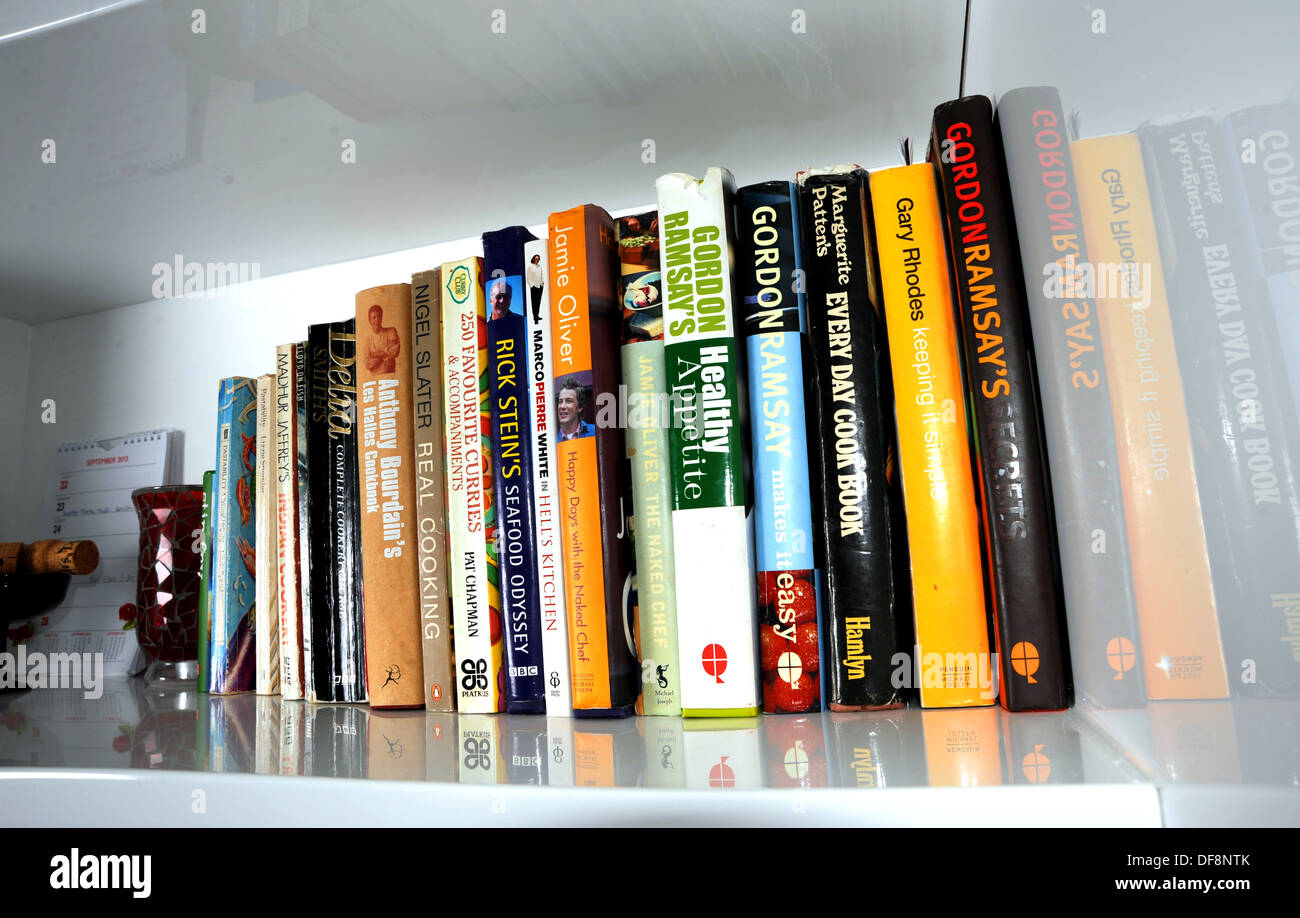 Various cookery books written by chefs including Jamie Oliver , Gordon ...