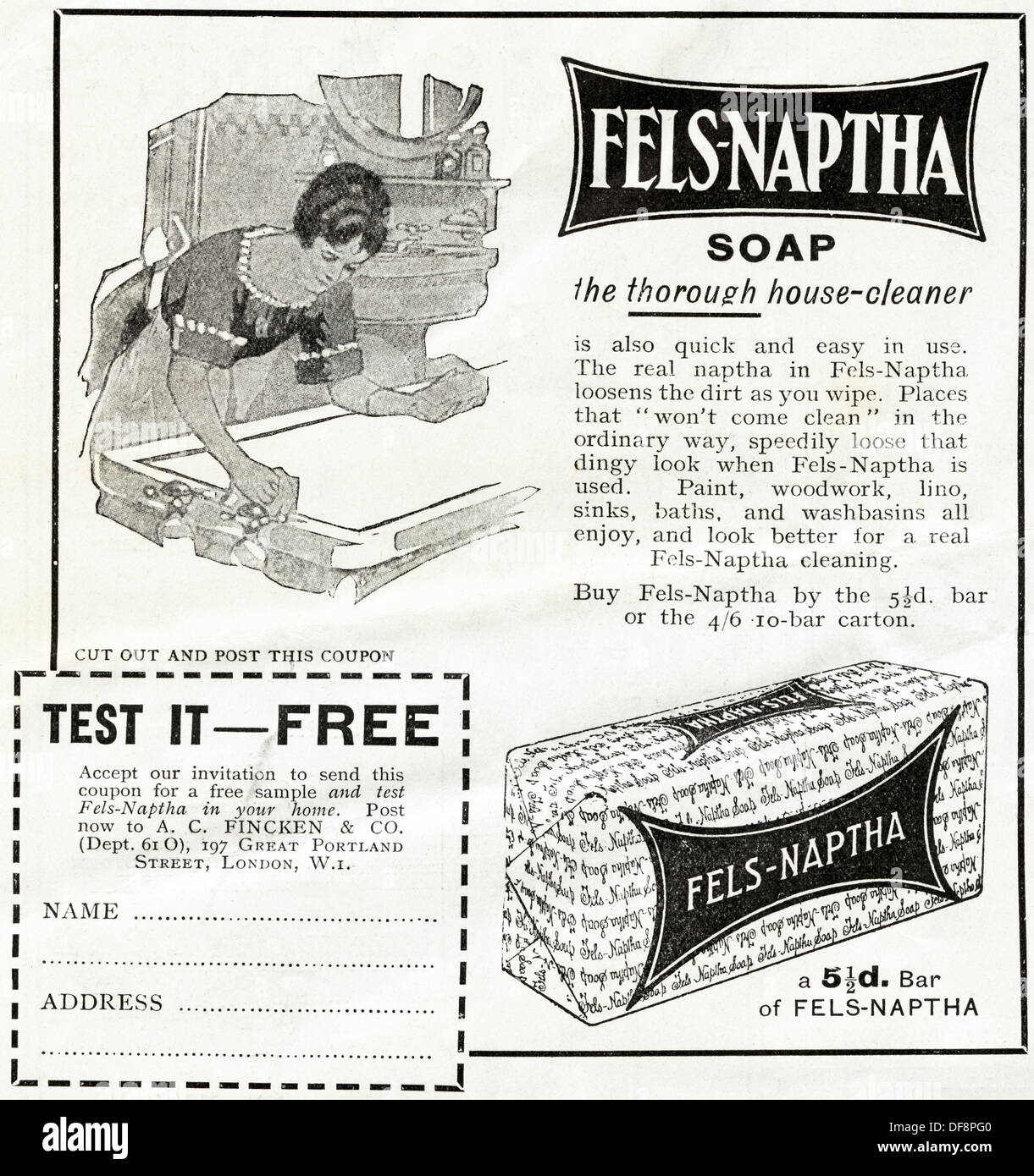 Original 1920s advertisement advertising FELS-NAPTHA SOAP, consumer ...