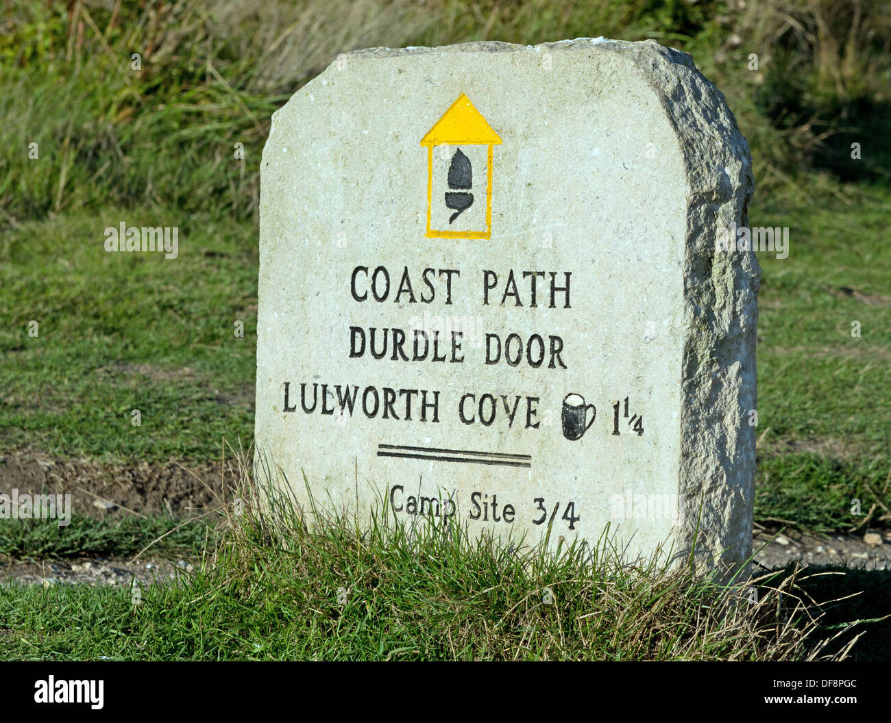 A Old Stone Path/Route Marker Marks The Coastal Walk From Durdle Door ...