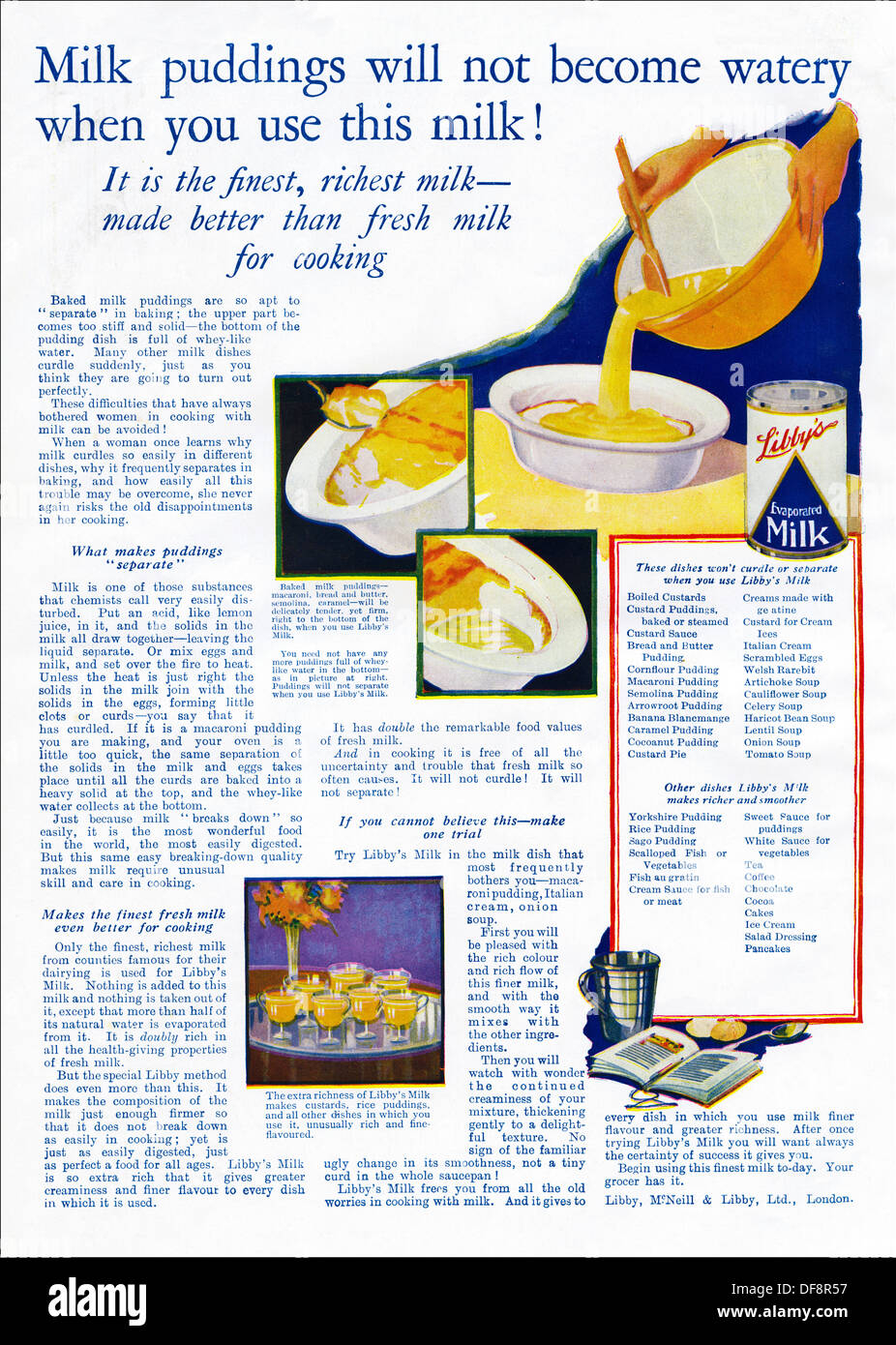 Original 1920s advertisement advertising LIBBY'S EVAPORATED MILK ...