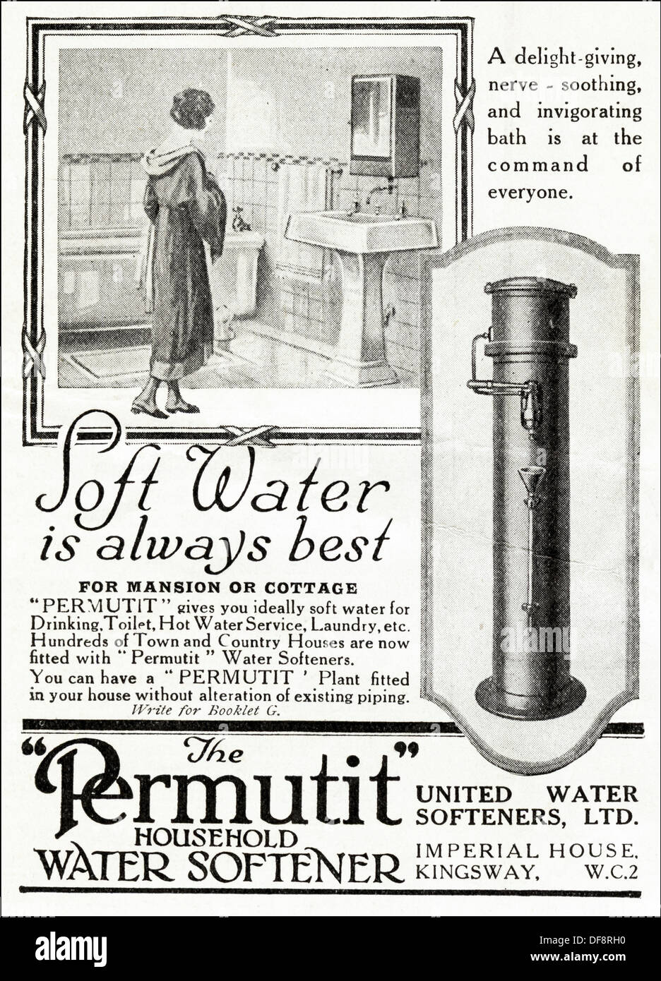 Original 1920s advertisement advertising PERMUTIT HOUSEHOLD WATER ...
