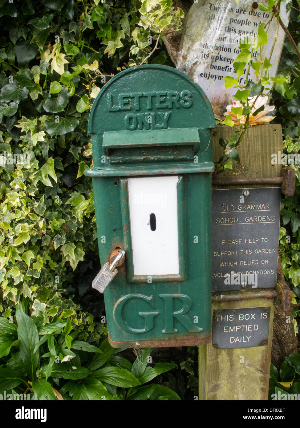Royal Mail GR Postbox, used as a collection box Fowey Cornwall Stock ...