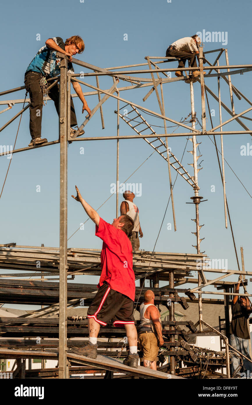 Setting up booths for the Great New York State Fair Stock Photo - Alamy