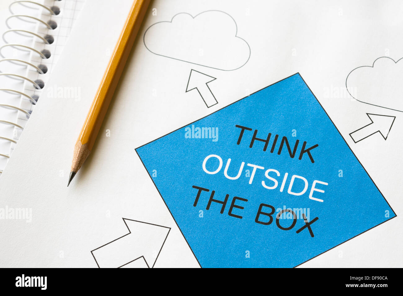 Think outside the box concept graph printed on white paper Stock Photo ...