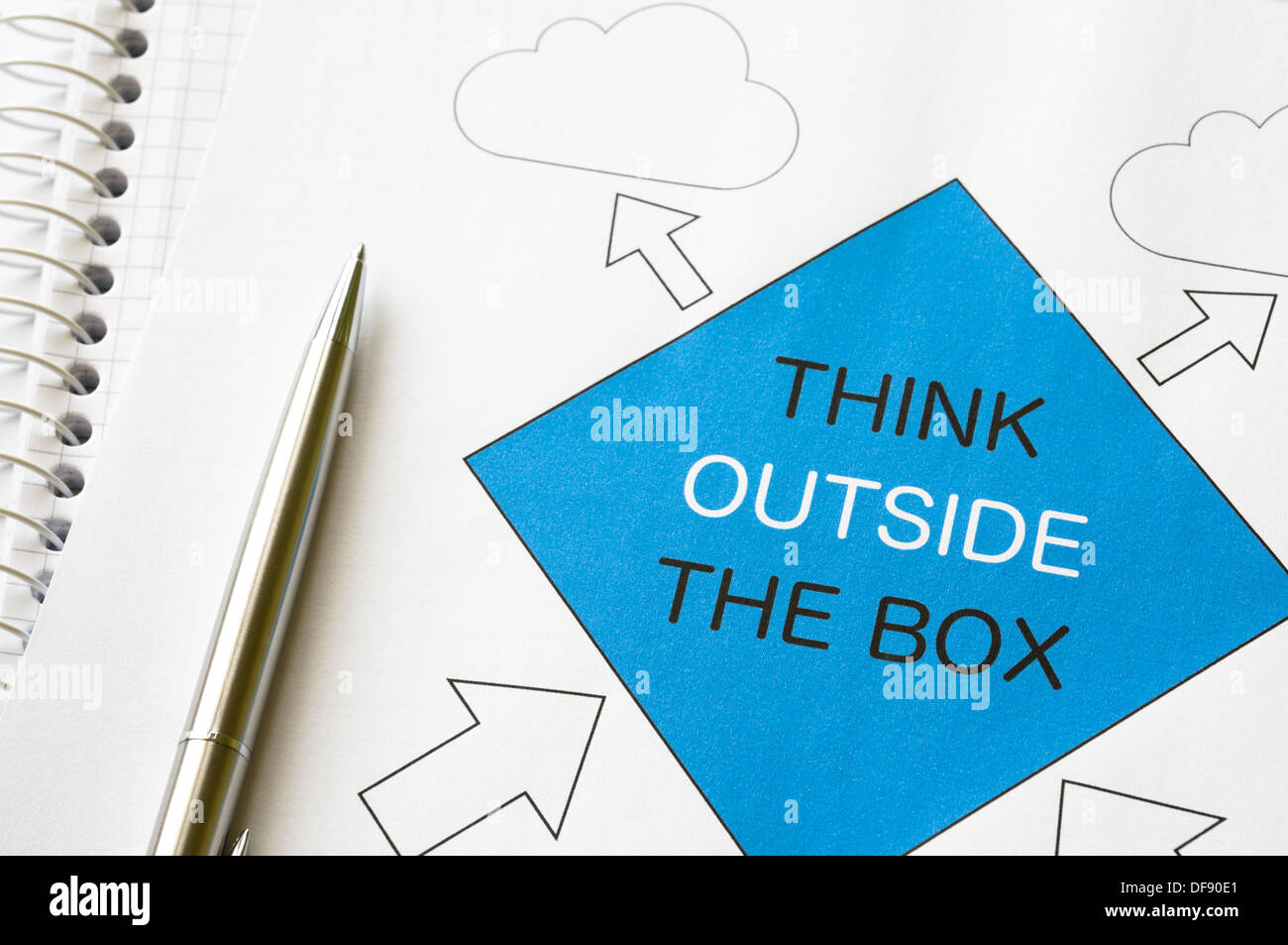 Think outside the box concept graph printed on white paper Stock Photo ...