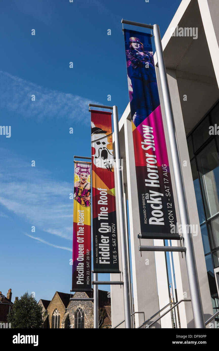 Marlowe Theatre Canterbury. Signs for shows Priscilla Queen of the ...