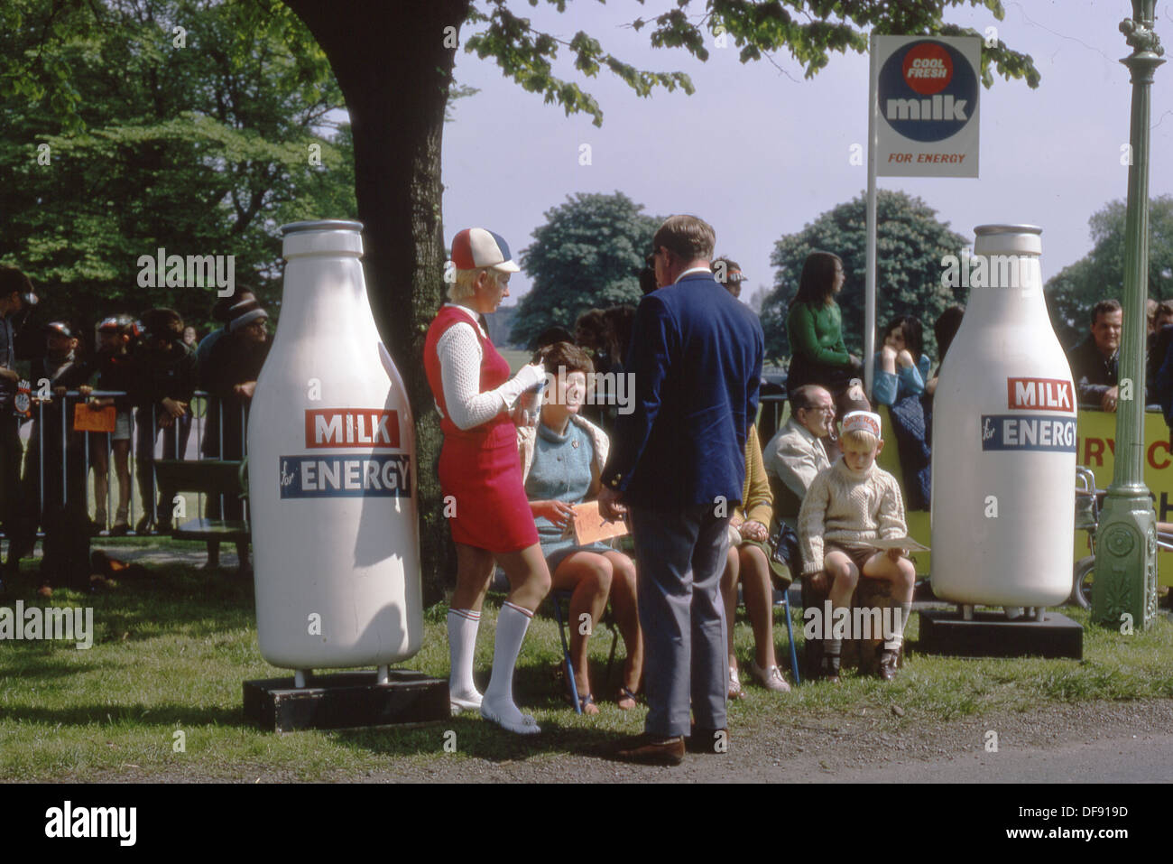 Picture from 1970s; a promotional girl and giant milk bottles on ...