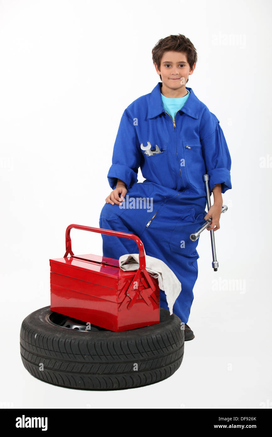 Children dressed as a mechanic Stock Photo - Alamy