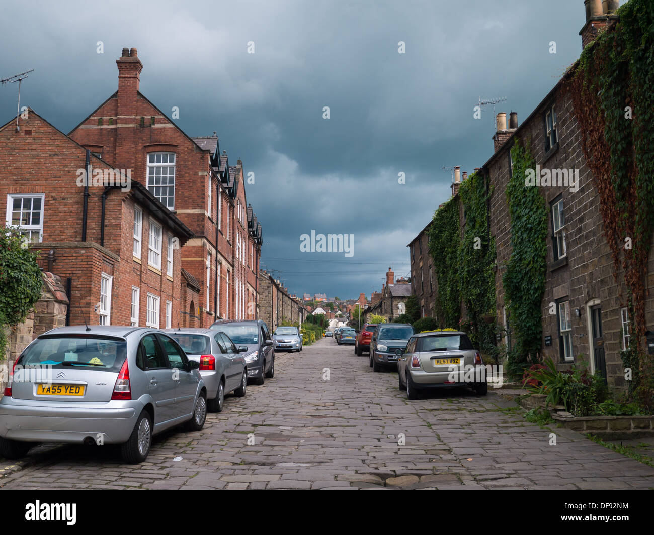 Cobble street on Long Row in Belper, Derbyshire, United Kingdom Stock ...