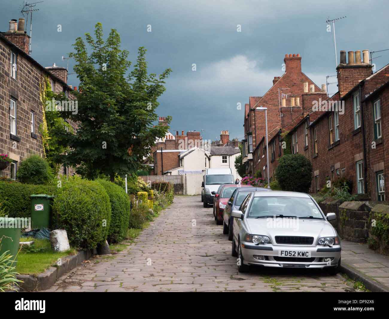 Cobble street on Long Row in Belper, Derbyshire, United Kingdom Stock ...
