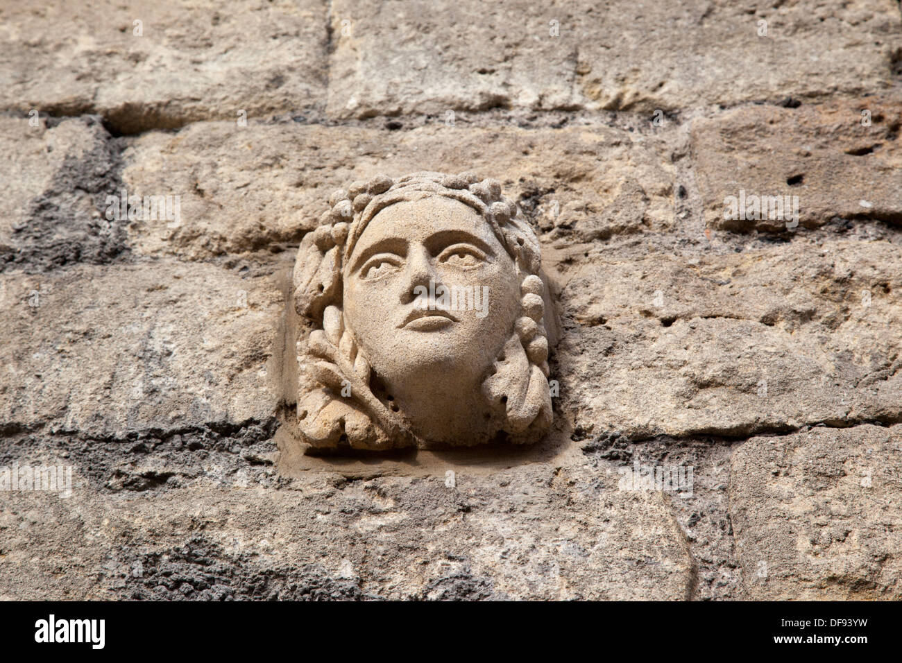 A stone face from The Great Wall of Walcot project, Walcot Street, Bath ...