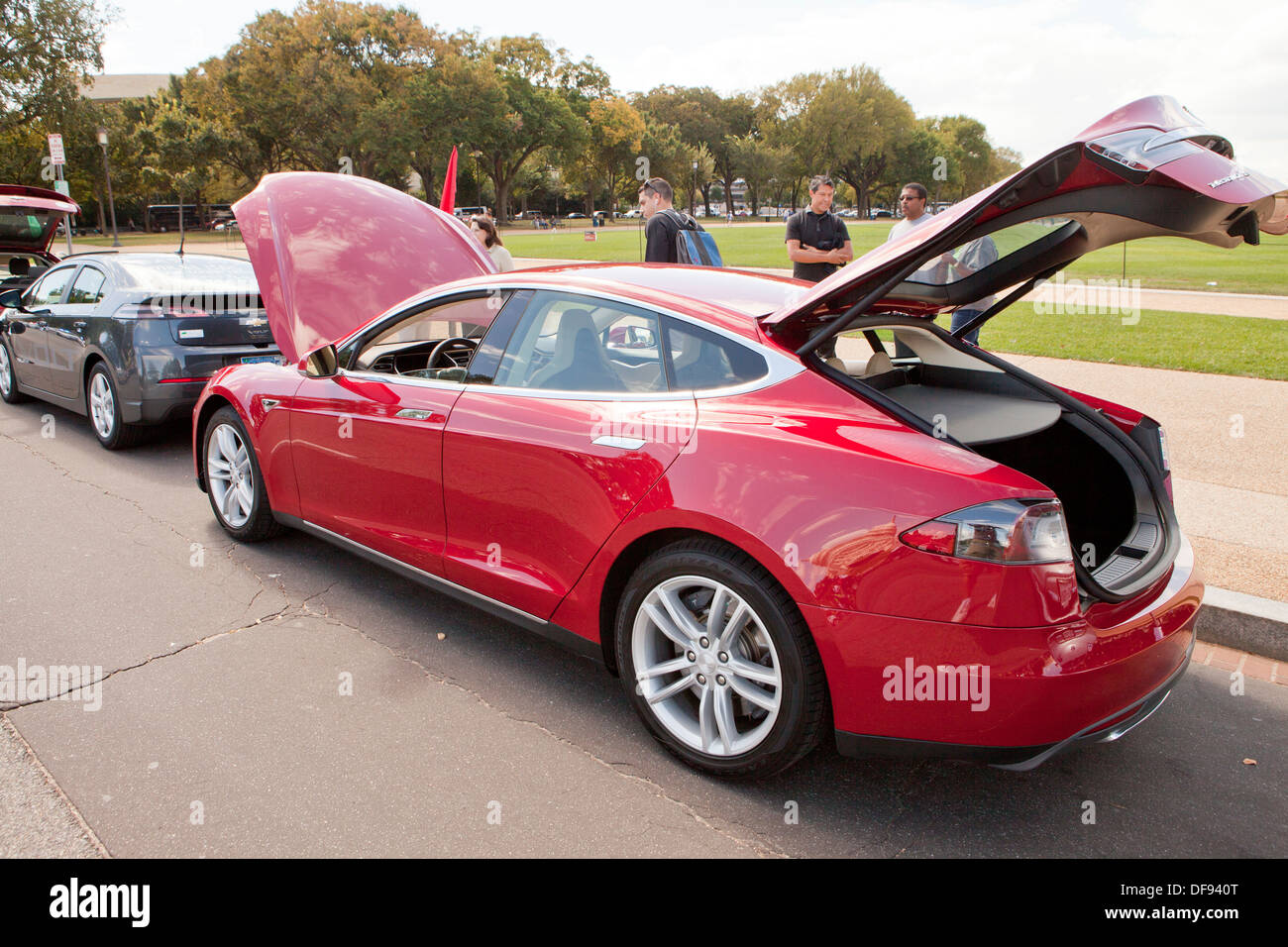Tesla red car hi-res stock photography and images - Alamy