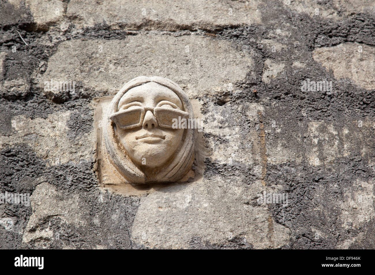 A stone face from The Great Wall of Walcot project, Walcot Street, Bath ...