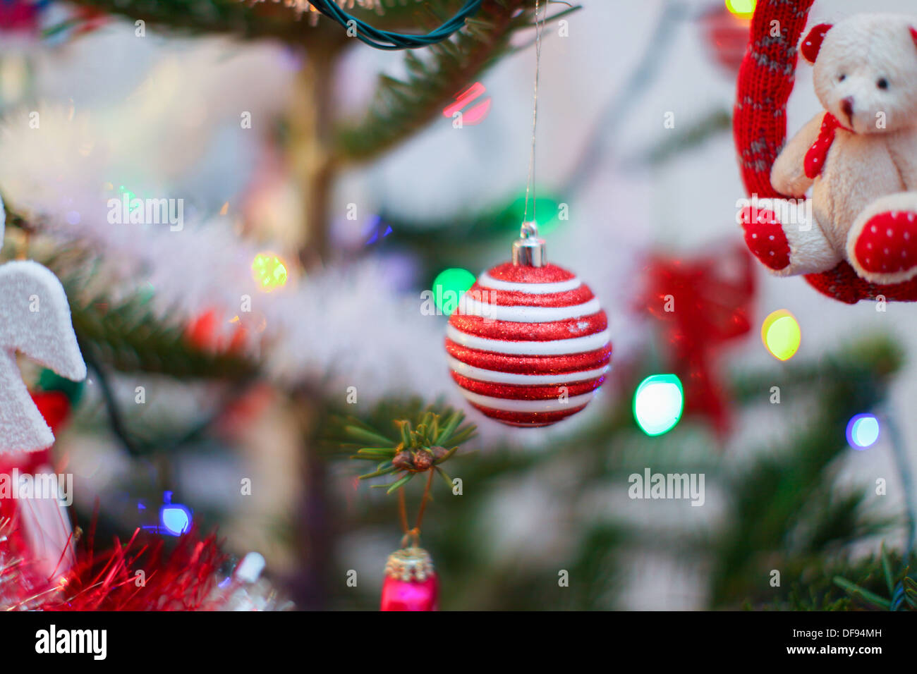Close-up of red toy on Christmas tree Stock Photo - Alamy