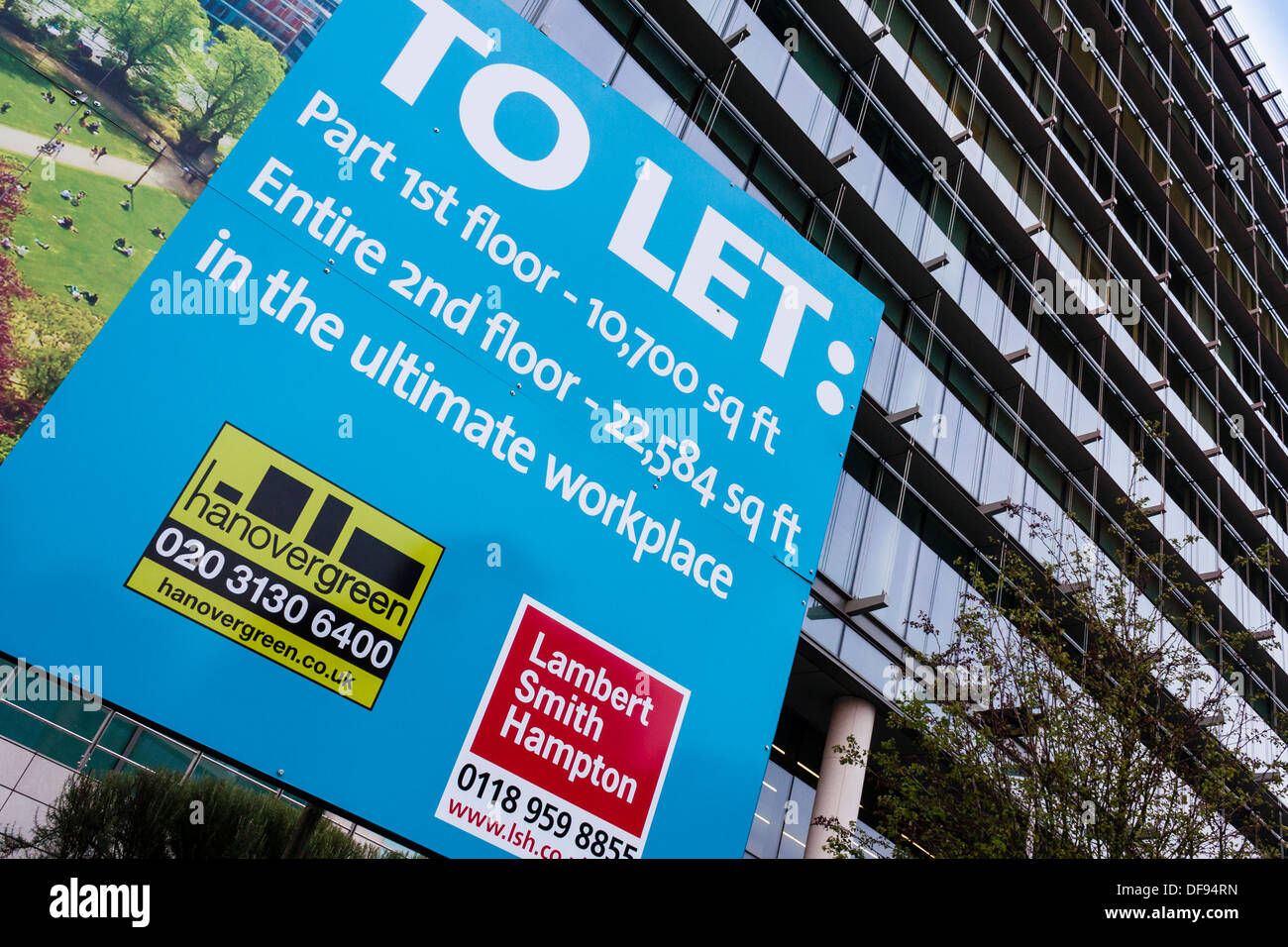 To let sign outside office development in central Reading, Berkshire ...