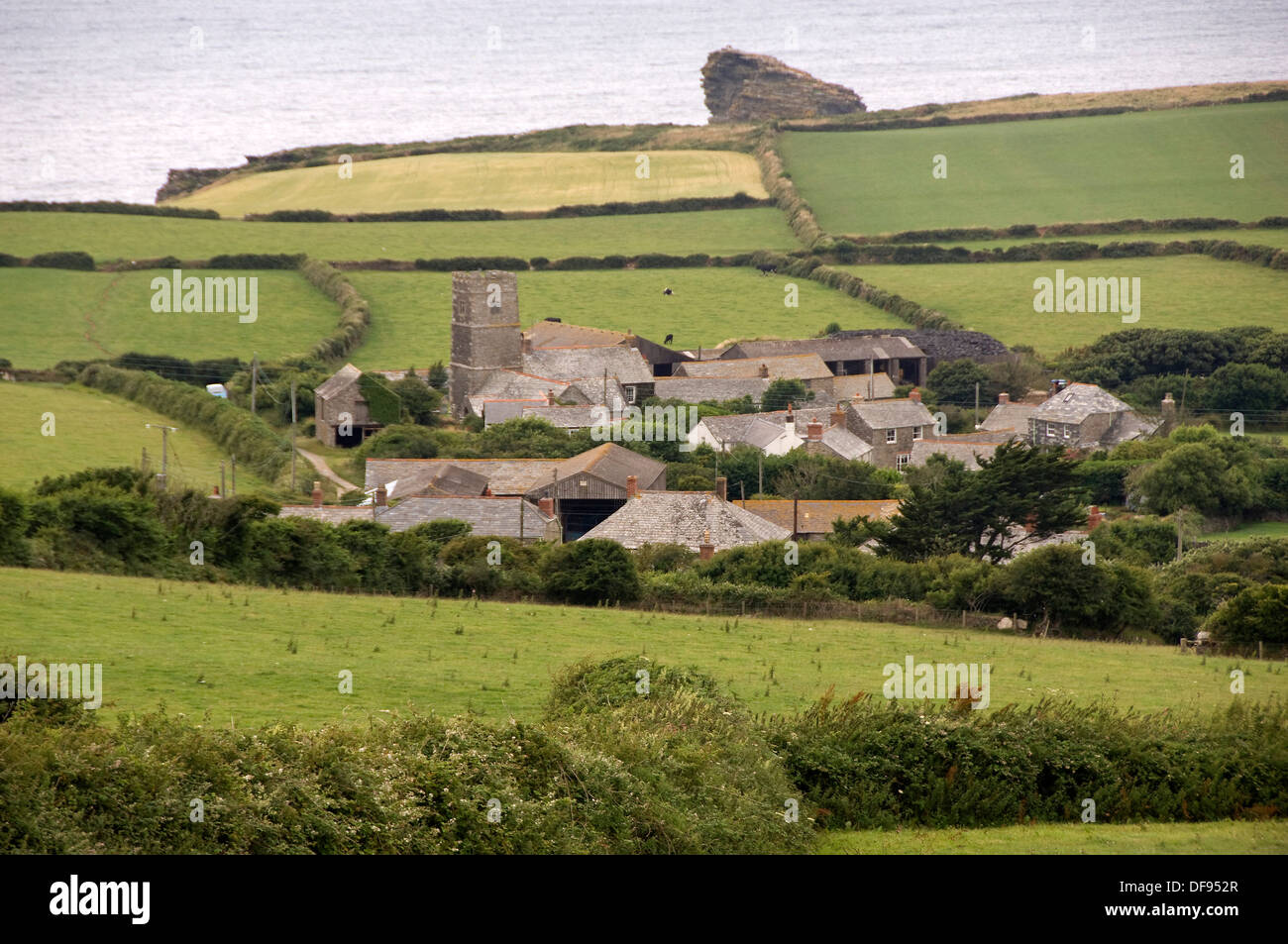 Trevalga,Cornwall,UK,a privately owned village on the coast with church ...
