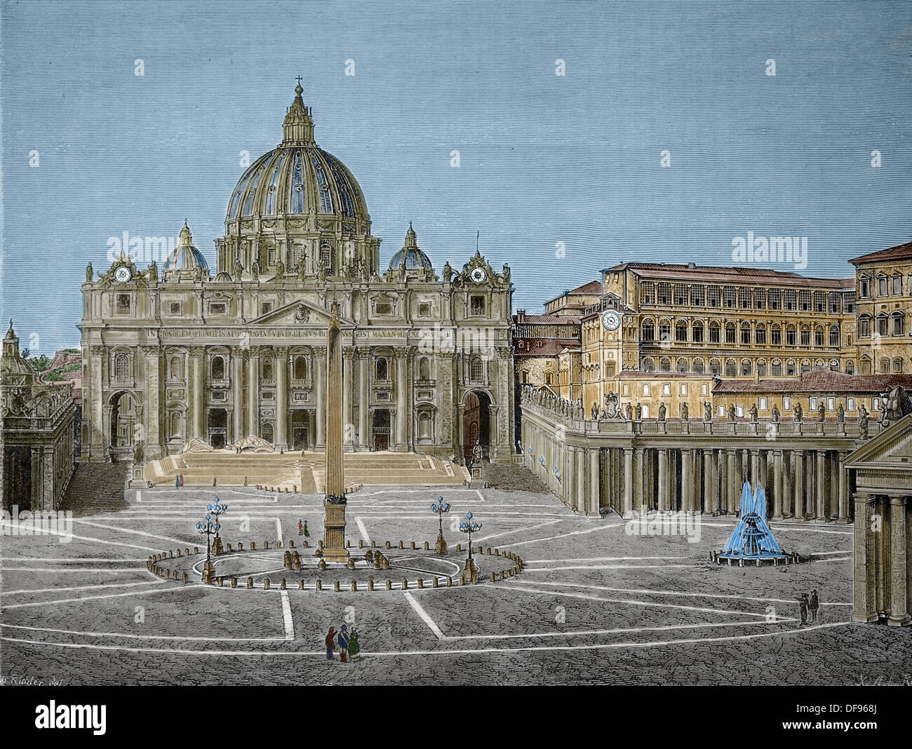 Italy. Rome. St. Peter's Basilica. Engraving by Rua. 19th century. "El ...