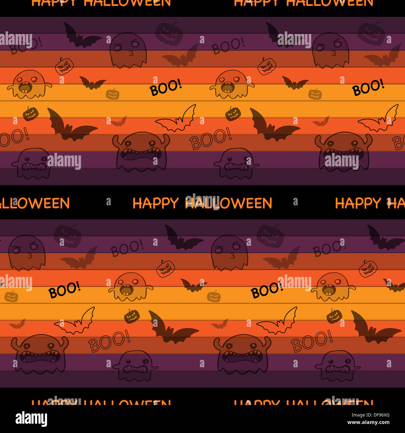 Halloween Ghost Bat Pumpkin Seamless Pattern Background Vector Stock ...