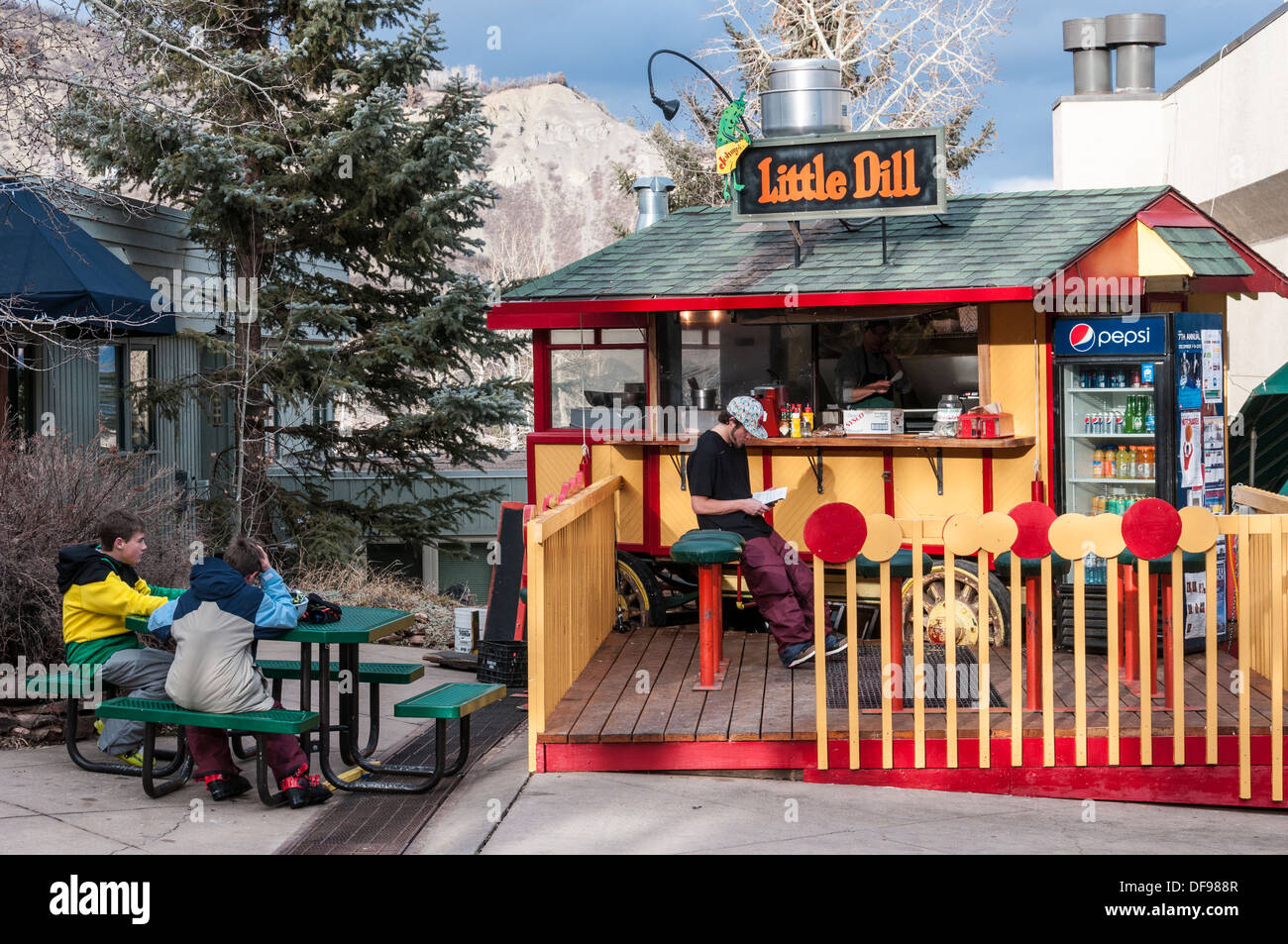 Little Dill food cart in the Mall, Snowmass Village, Colorado Stock ...