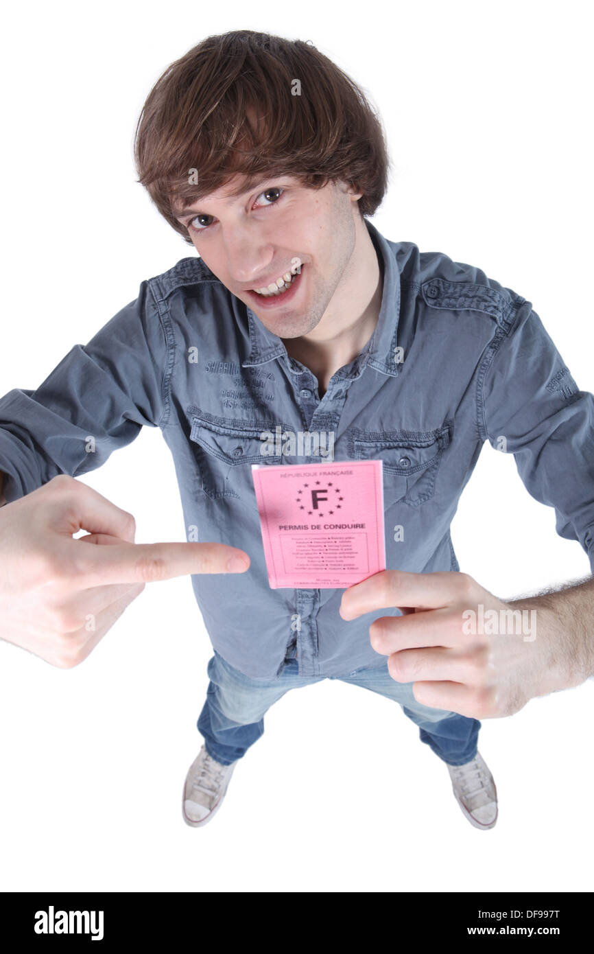Man holding driving license Stock Photo - Alamy
