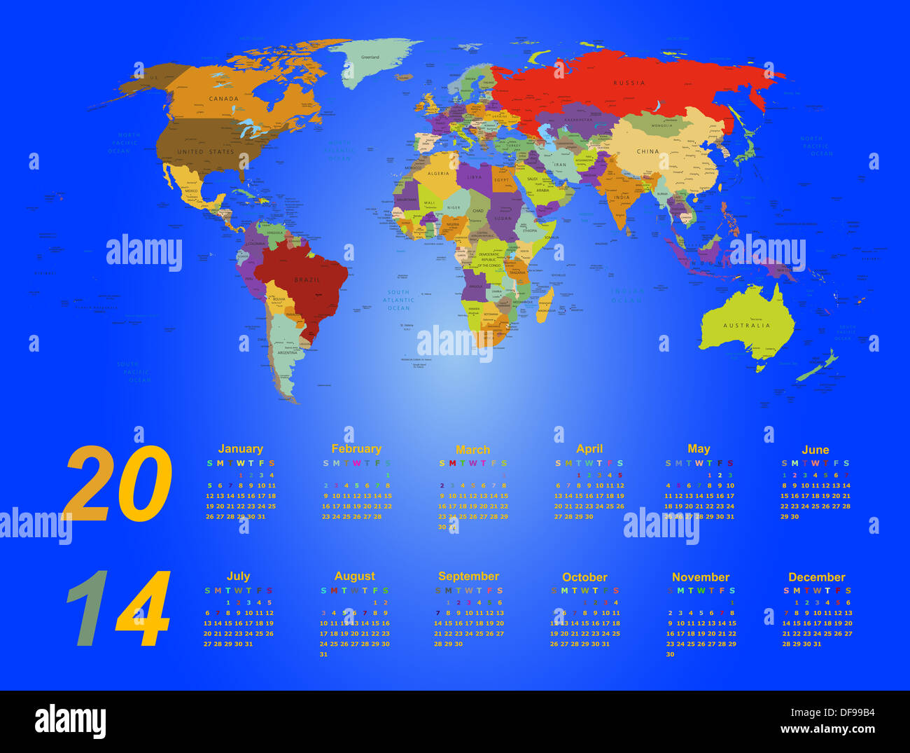 Map of africa 2014 hi-res stock photography and images - Alamy