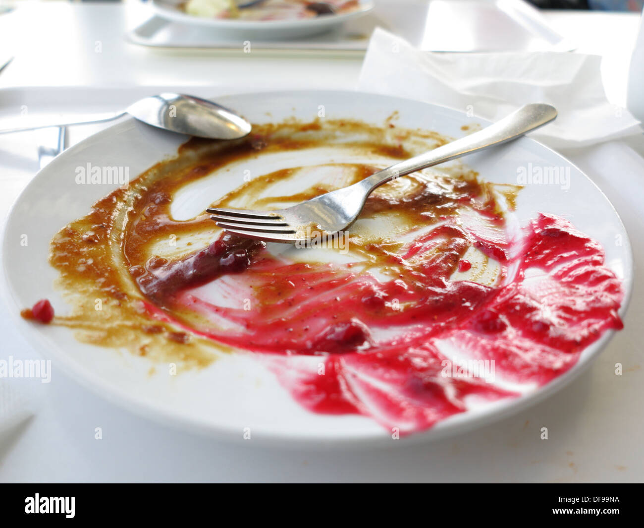 An empty plate, dirty after the meal is finished Stock Photo - Alamy