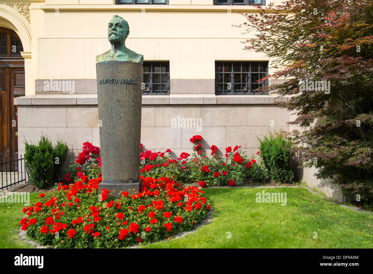 Statue of Alfred Nobel in front of the Nobel Institute, Oslo, Norway ...