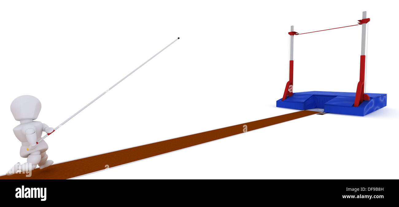 3D render of a man competing in the pole vault Stock Photo - Alamy