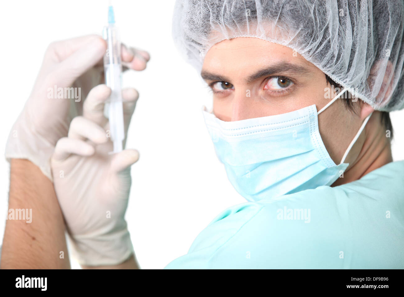 Nurse holding injection Stock Photo - Alamy