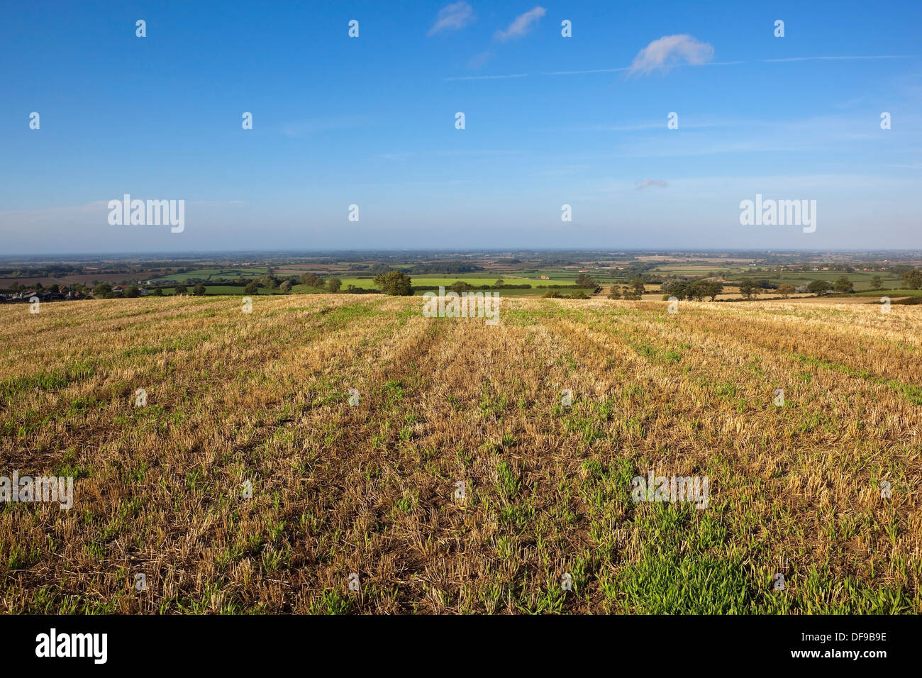 English landscape with the scenic vale of York viewed from a hillside ...