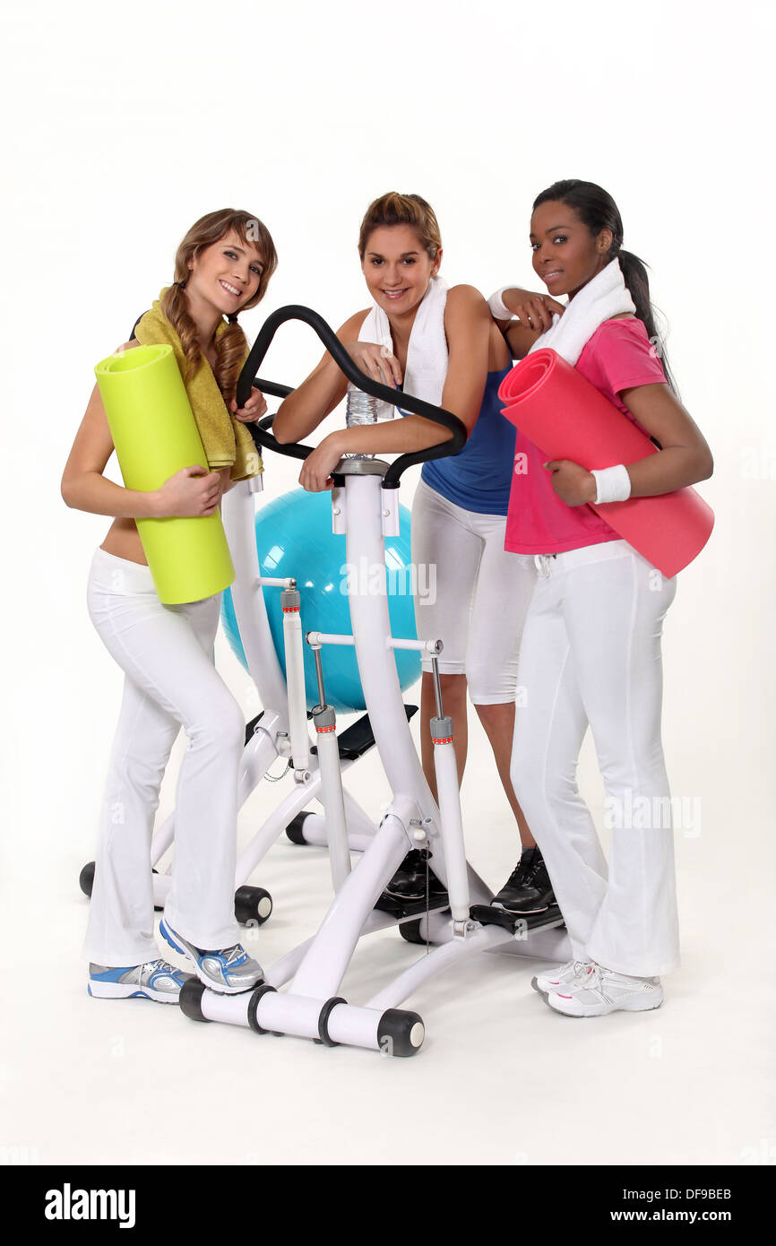 Girls with gym equipment Stock Photo - Alamy