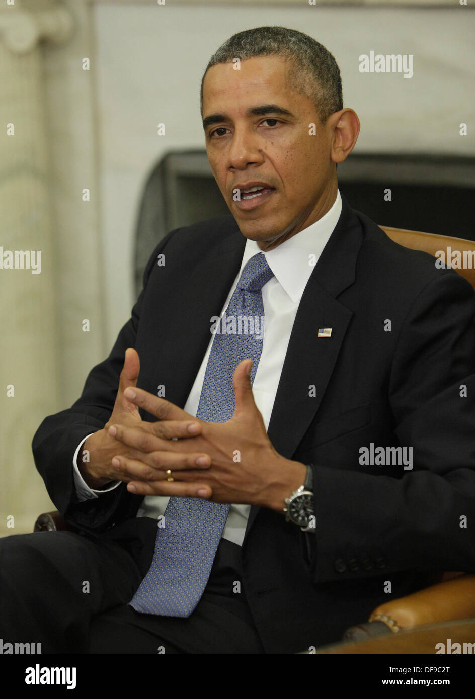 Washington, DC, USA. 30th Sep, 2013. U.S. President Barack Obama is ...